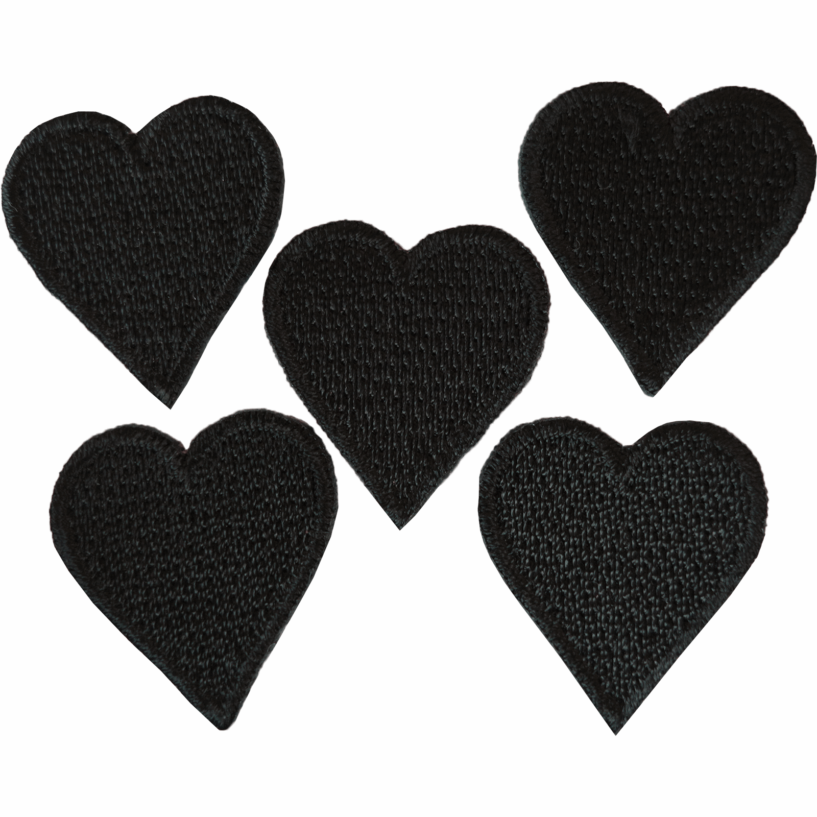 5 Small Size Black Love Heart Patches Iron Sew On Badges Embroidered B