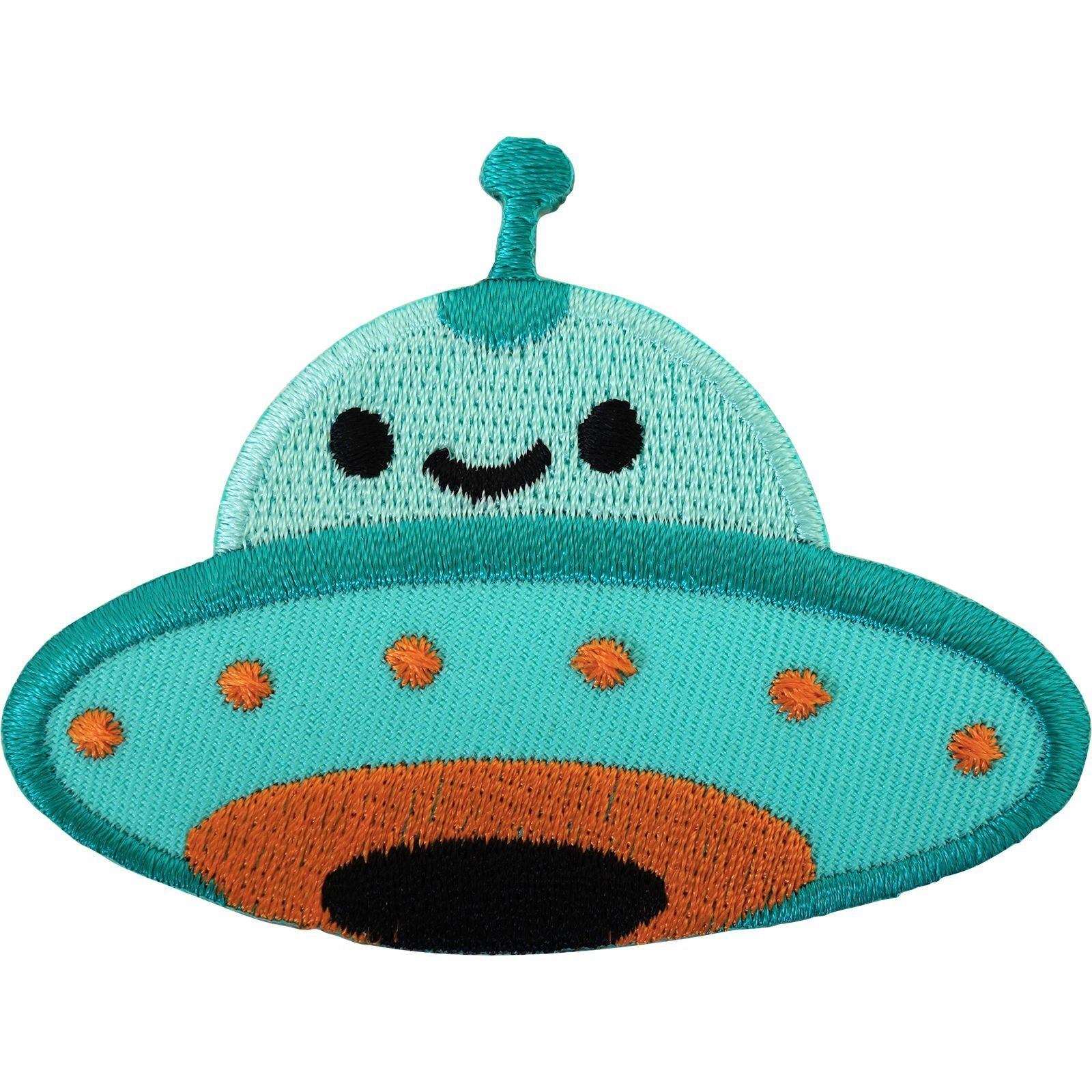 Alien Iron On Badge Sew On Patch Embroidered Spaceship Martian UFO Fly