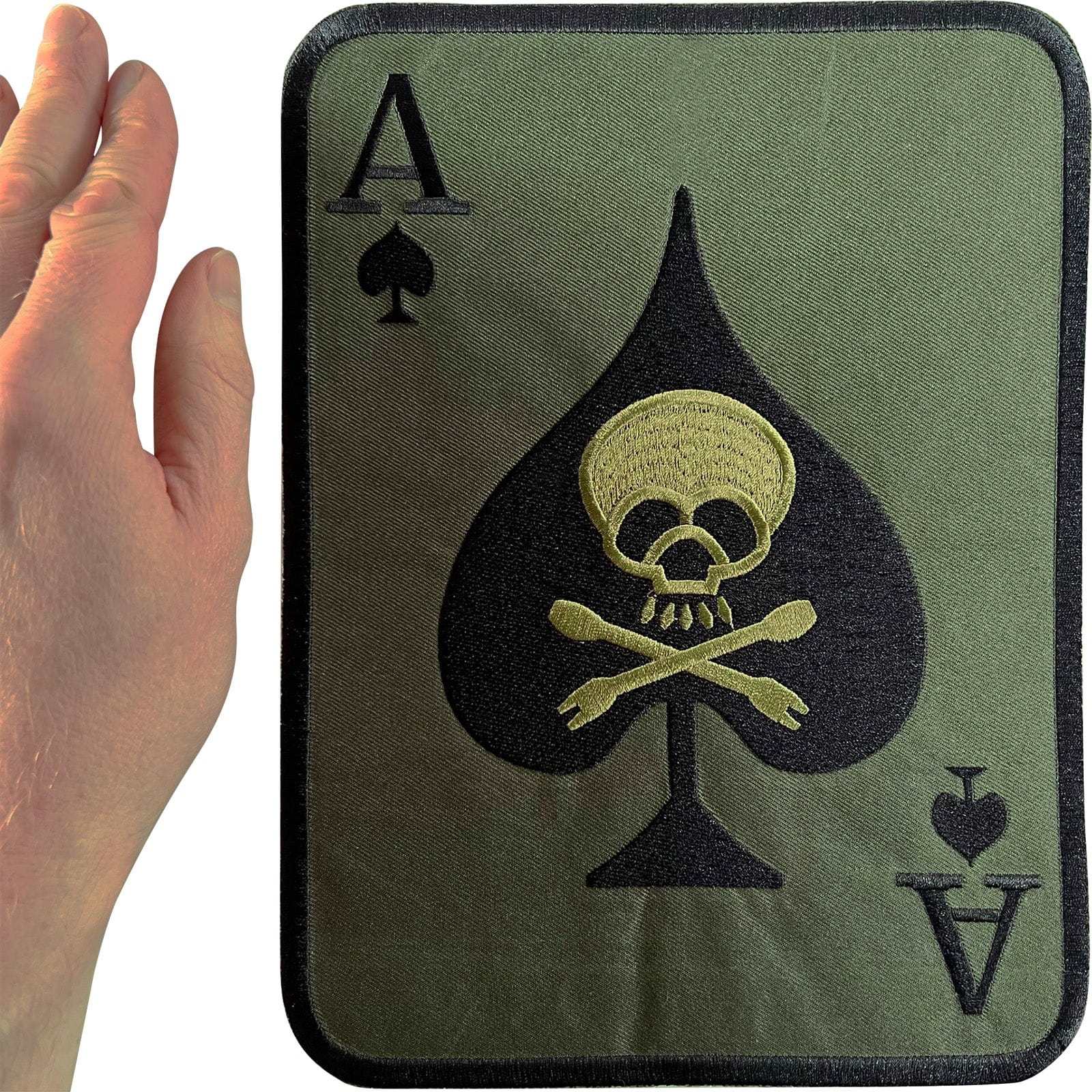 Big Large Ace of Spades Skull Playing Card Embroidery Patch Iron Sew O