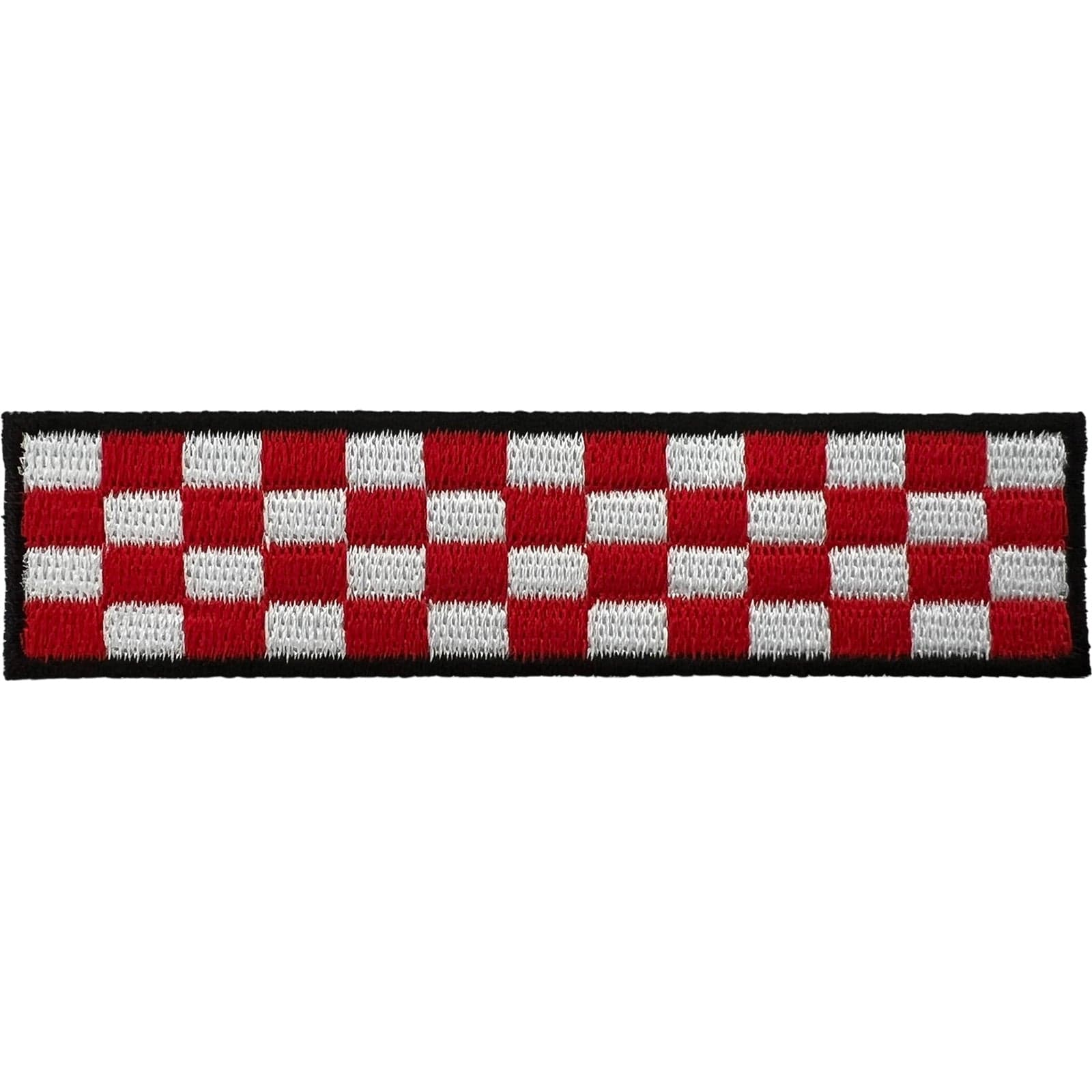 Checkered Red White Patch Iron Sew On Clothes Chequered Flag Embroider