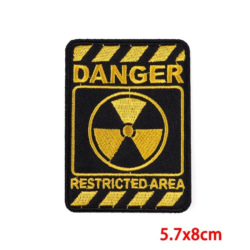 Danger Restricted Area Radioactive Iron On Patch / Sew On Embroidered