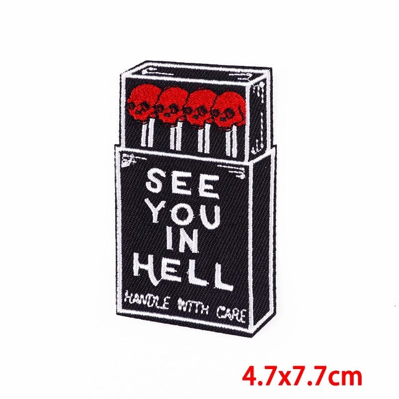 Matchstick Box Sew Iron On Patch Skull Matches Clothing Bags Embroider