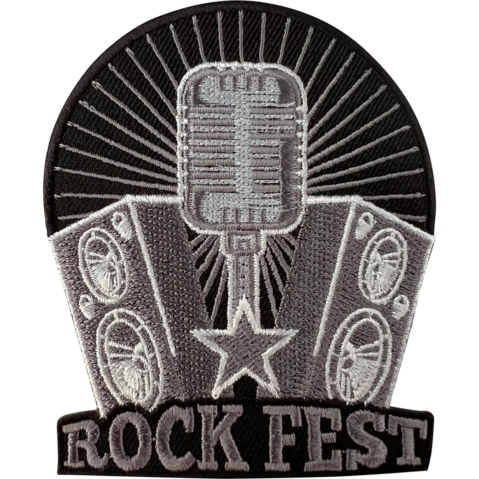 Microphone Speakers Rock Fest Patch Iron Sew On Garment Music Embroide