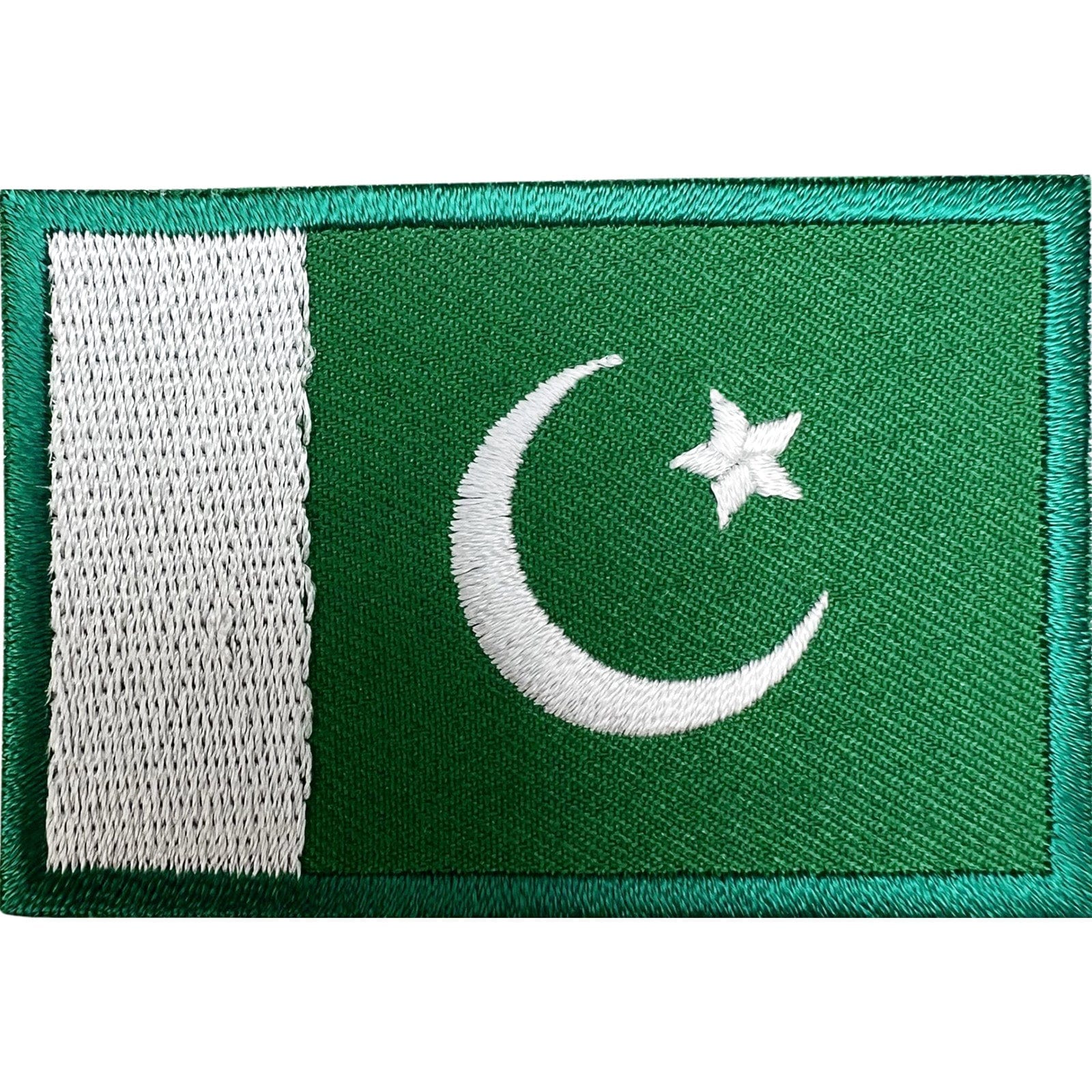 Pakistan Flag Patch Iron Sew On Crescent Moon Five Point Star Embroide