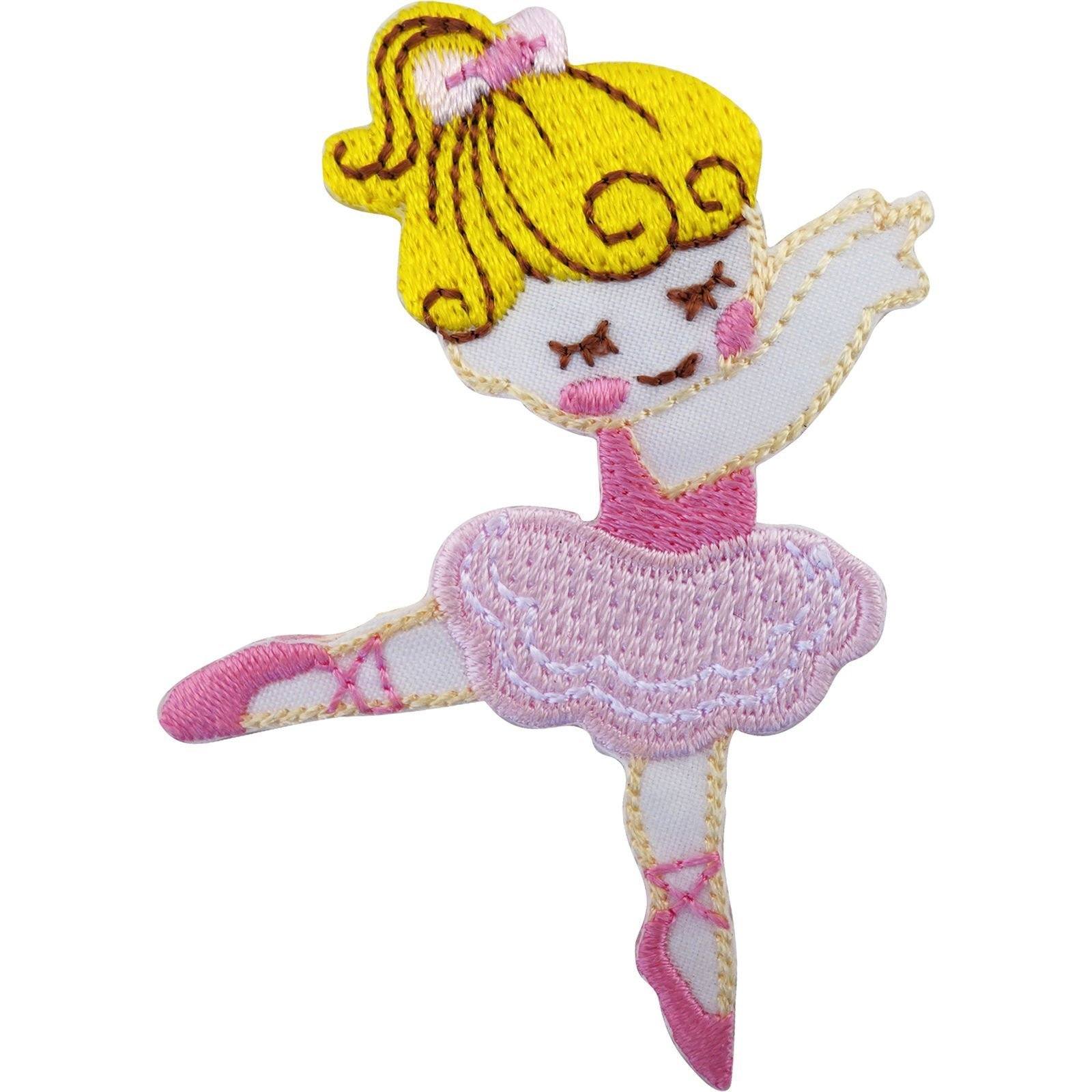 Ballerina Iron On Badge Sew On Embroidered Patch in Pink Ballet Dress