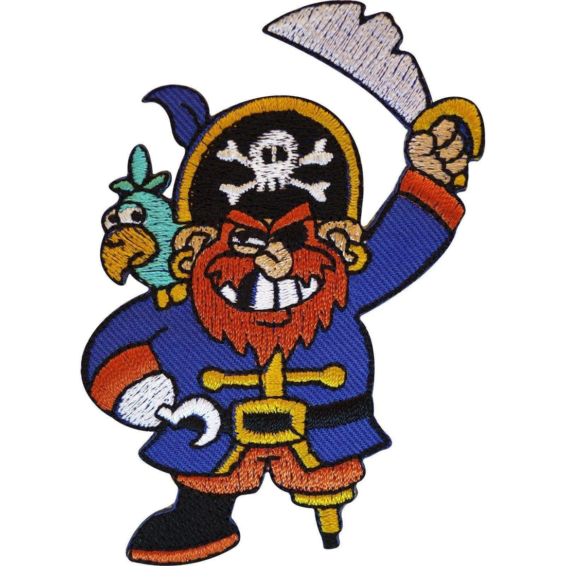 Embroidered Iron On Pirate Patch Sew On Badge with Hat Sword Peg Leg P