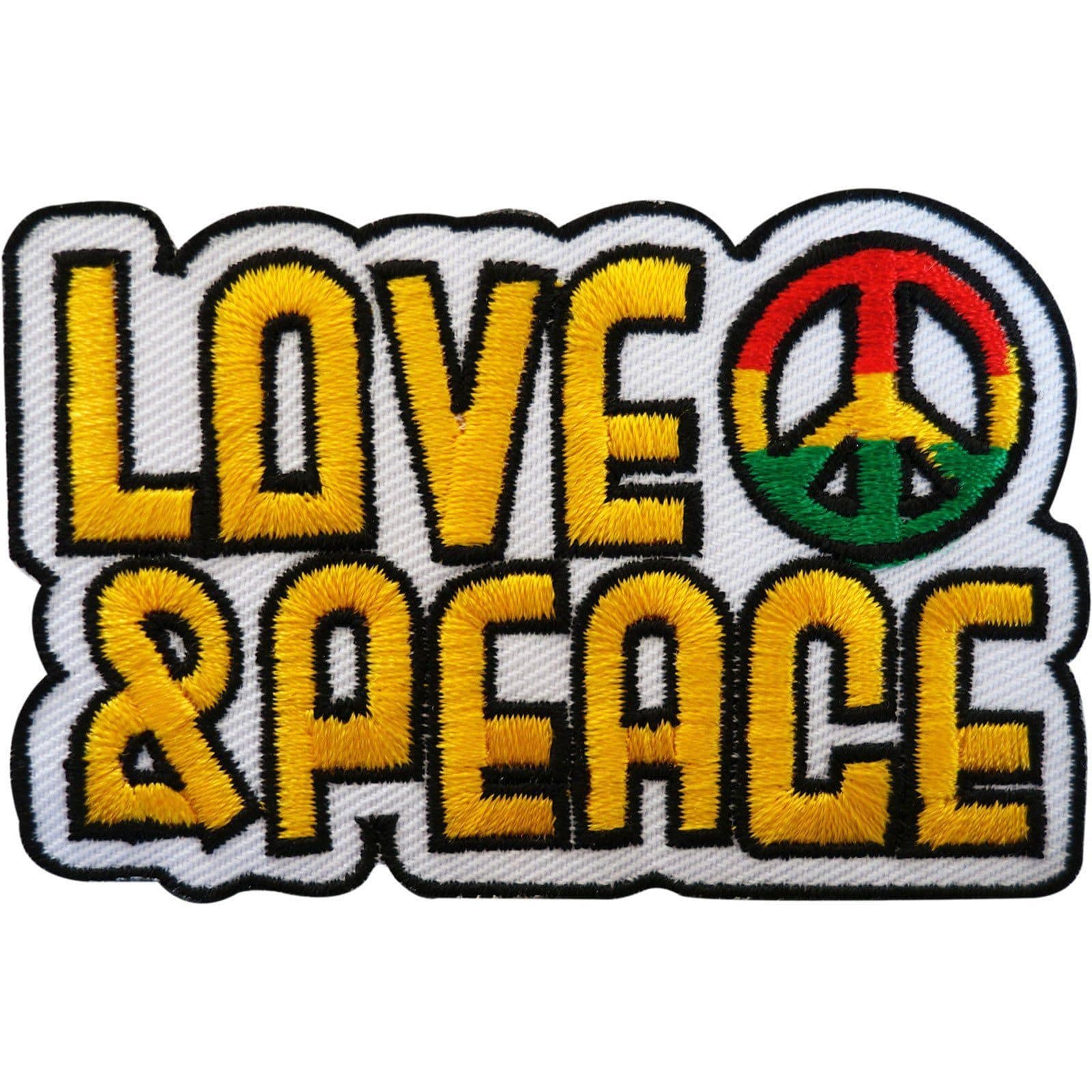 Embroidered Love and Peace Patch Badge Iron Sew On Hippie Rasta Reggae