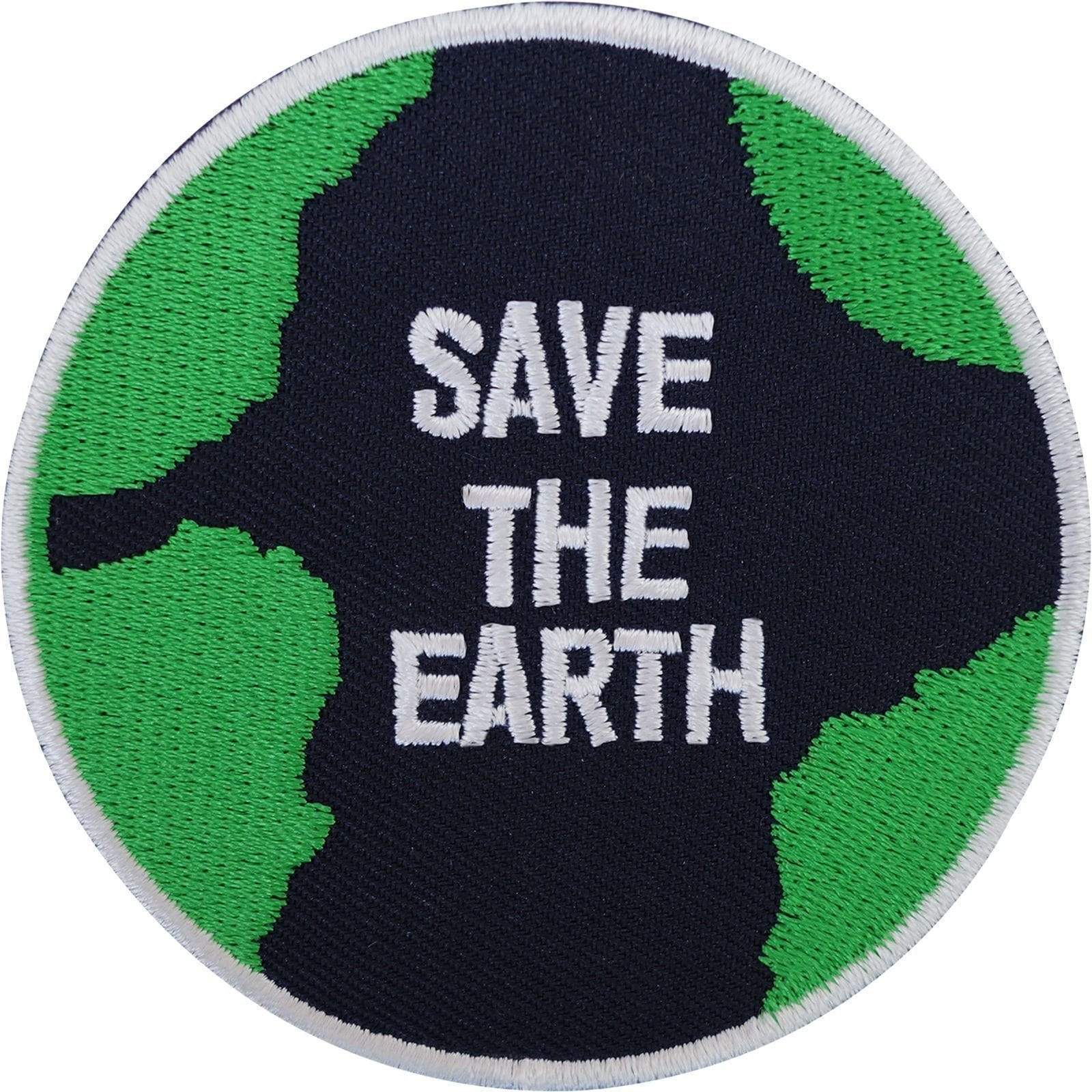 Embroidered Patch Save The Earth Iron On Sew On Embroidery Badge Green