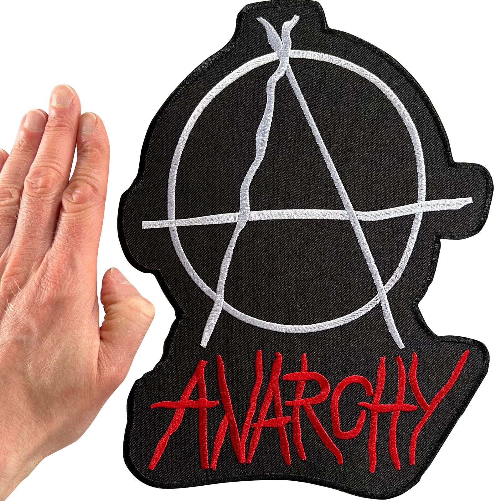 Large Anarchy Sign Patch Iron Sew On Big Anarchist Symbol Punk Embroid