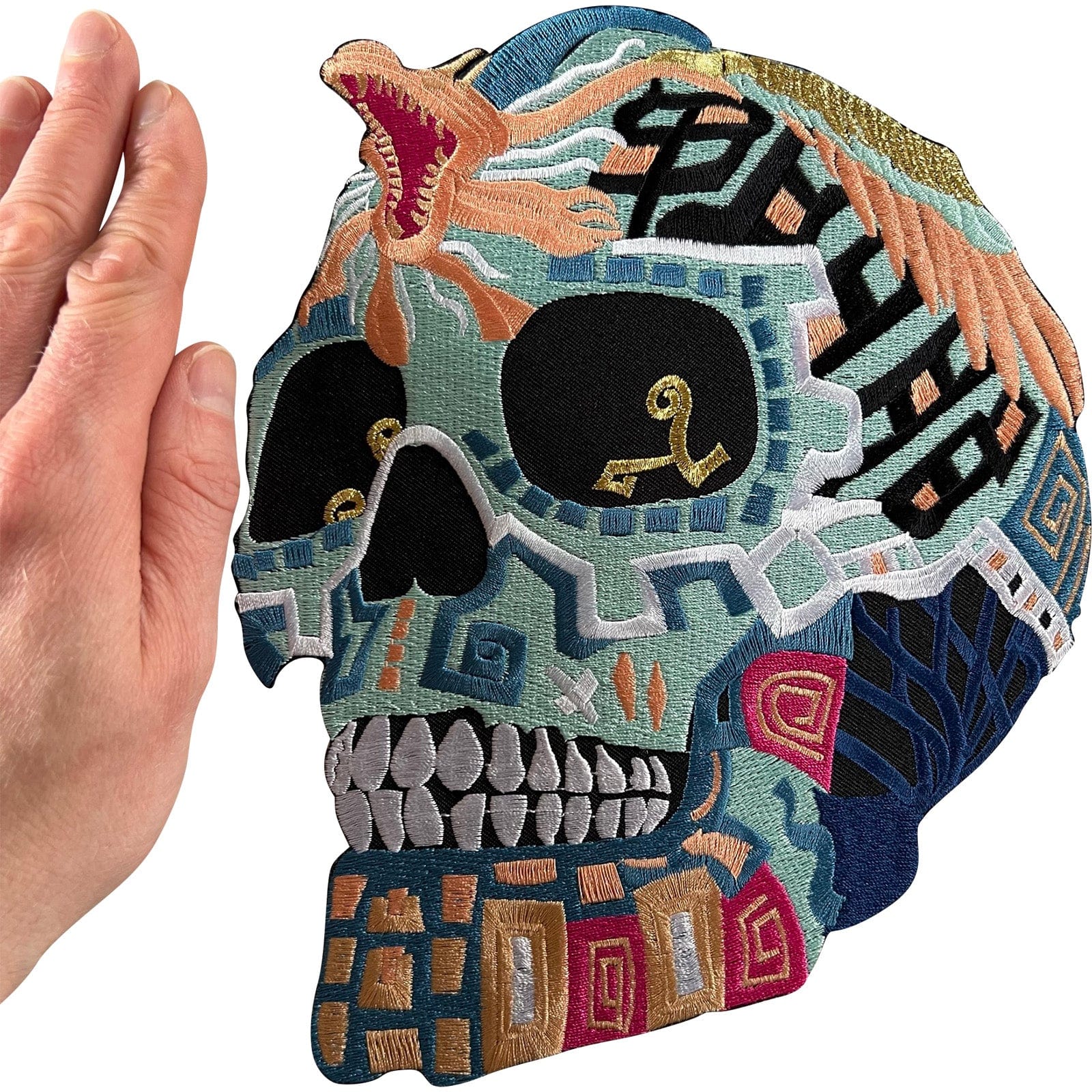 Large Inca Skull Patch Iron On Sew On Big Embroidery Crafts Applique B