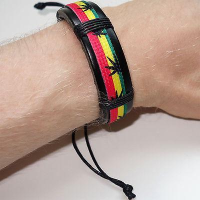 Mens Rasta Friendship Bracelet Reggae Man Wristband Bangle Surfer Hipp