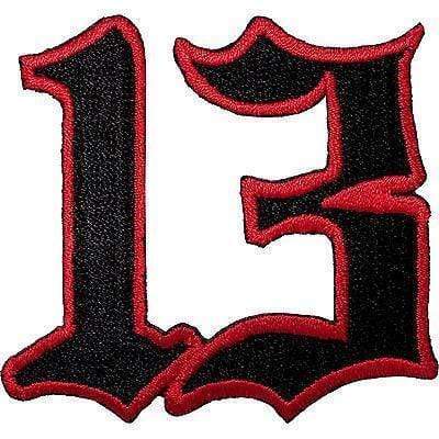 Number 13 Embroidered Iron Sew On Patch Black Red Thirteen Birthday Sh