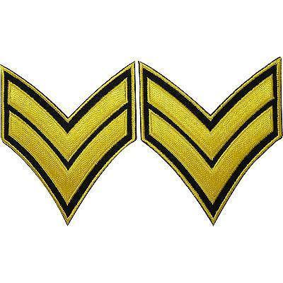 Pair Corporal Rank Stripes Embroidered Iron On Patch Sew On Patches Ar