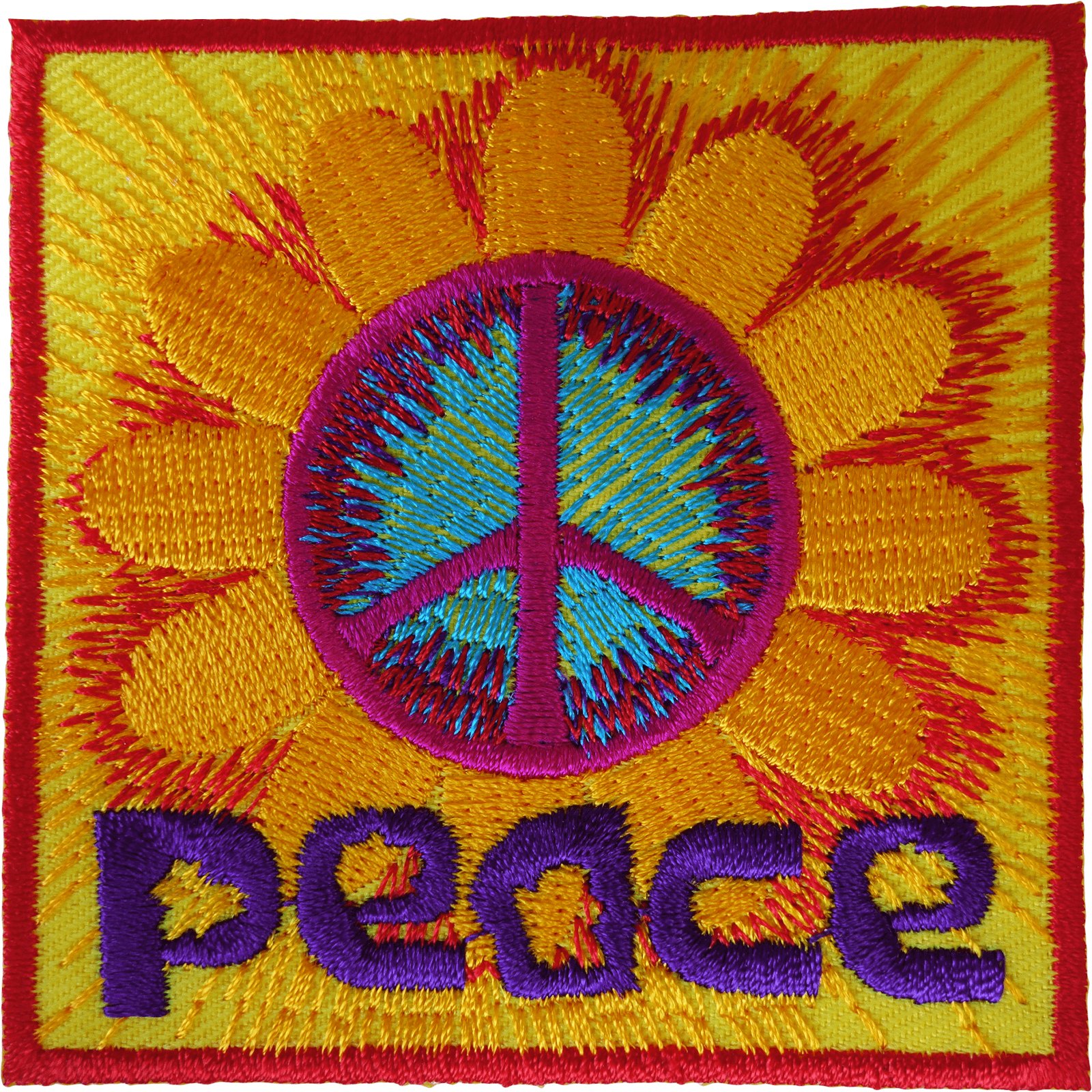 Peace Sign Iron On Patch Sew On Clothes Flower Hippie Symbol Embroider
