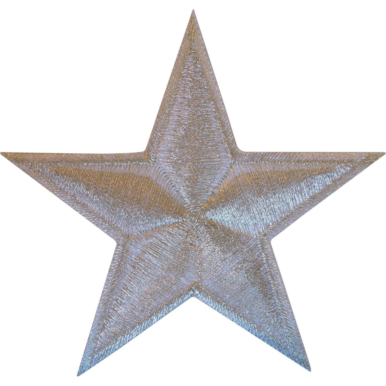 Shiny White Silver Star Iron On Patch Sew On Badge Embroidered Clothes