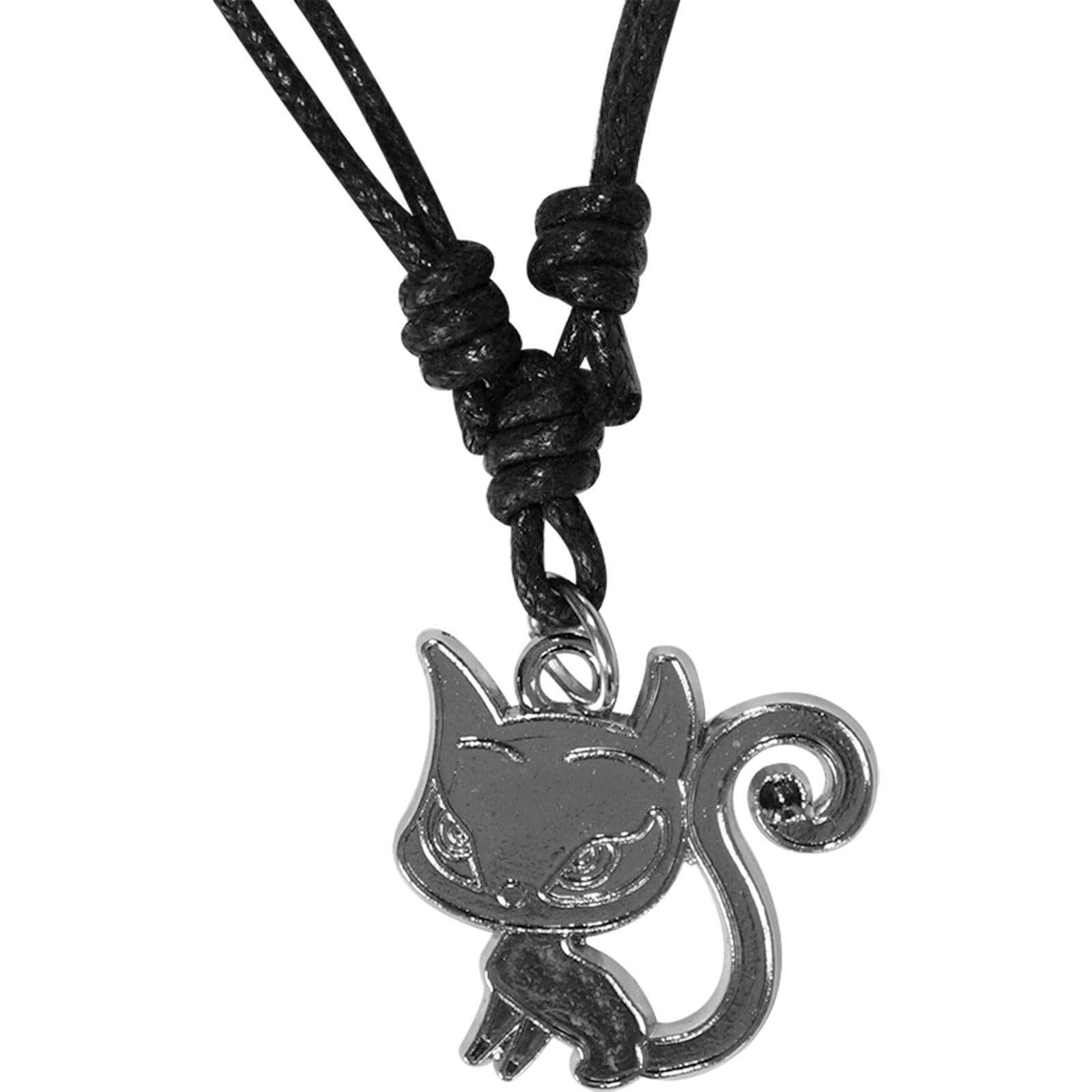 Silver Metal Cat Necklace Pendant Chain Womens Girls Childrens Kids Je