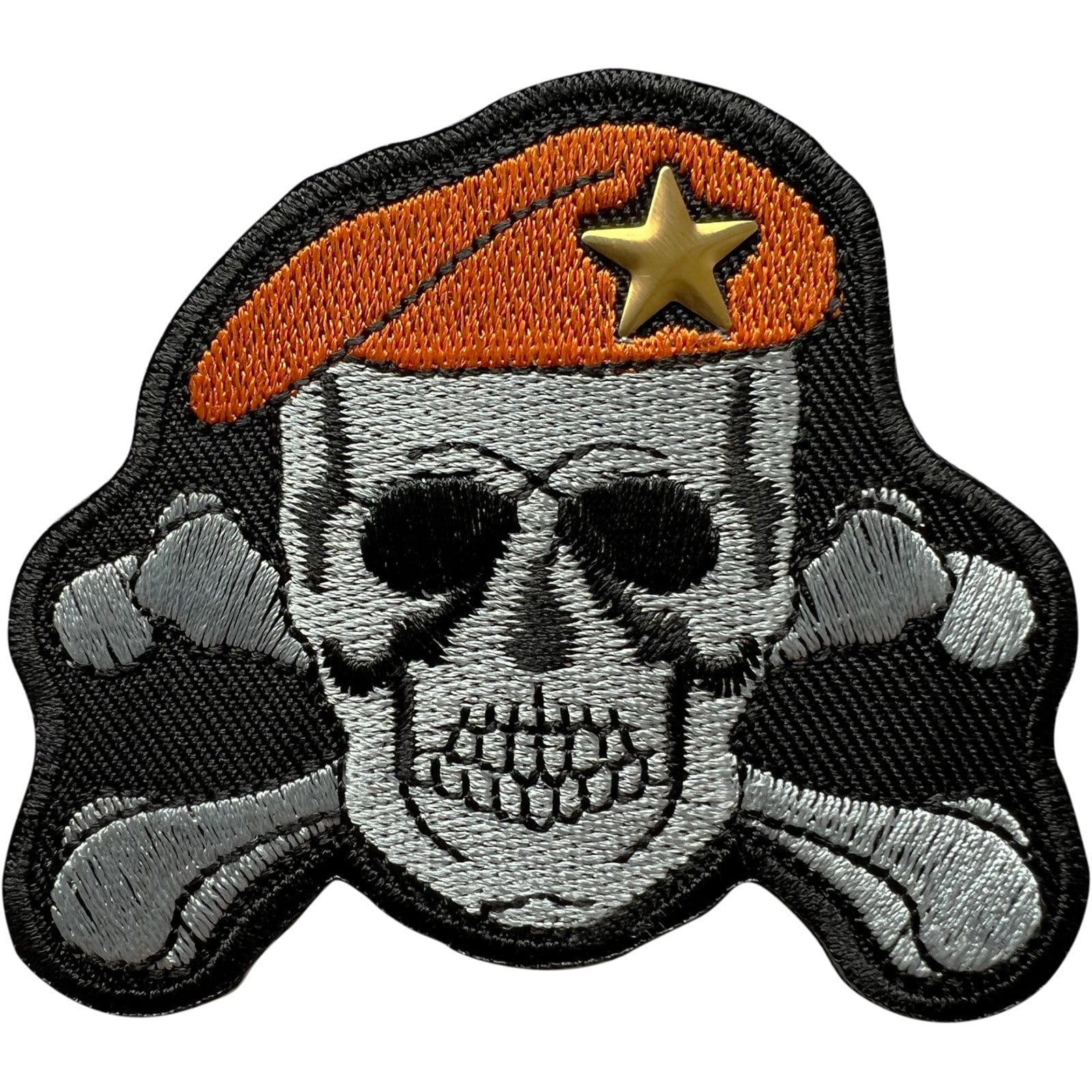 Skull and Crossbones Beret Star Patch Iron Sew On Jeans Jacket Embroid