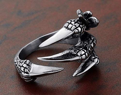 Titanium Steel Silver Dragon Eagle Claw Resizable