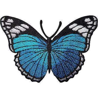 Turquoise Blue Butterfly Embroidered Iron On Patch Sew On Patch Jeans