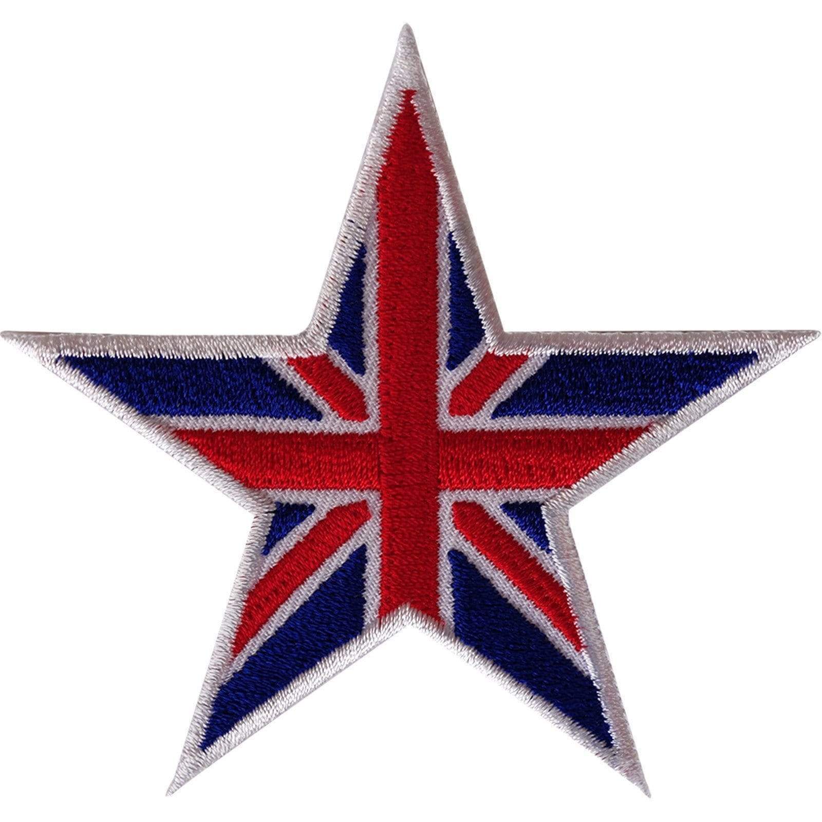 UK Flag Star Patch Embroidered Iron On Sew On Union Jack British Badge