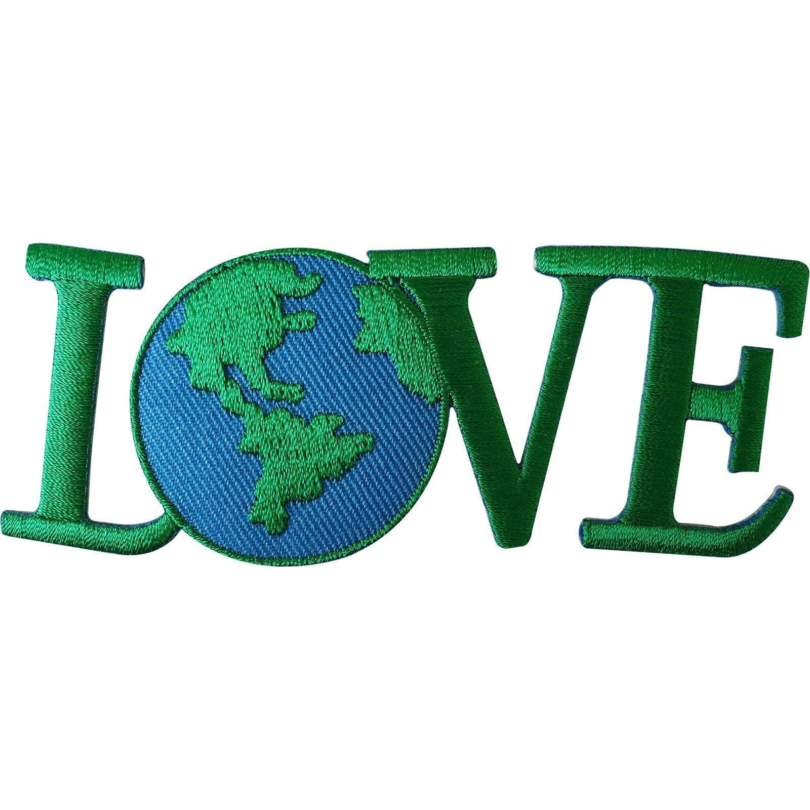 World Love Patch Iron Sew On Clothes Bag Green Peace Earth WWF Embroid