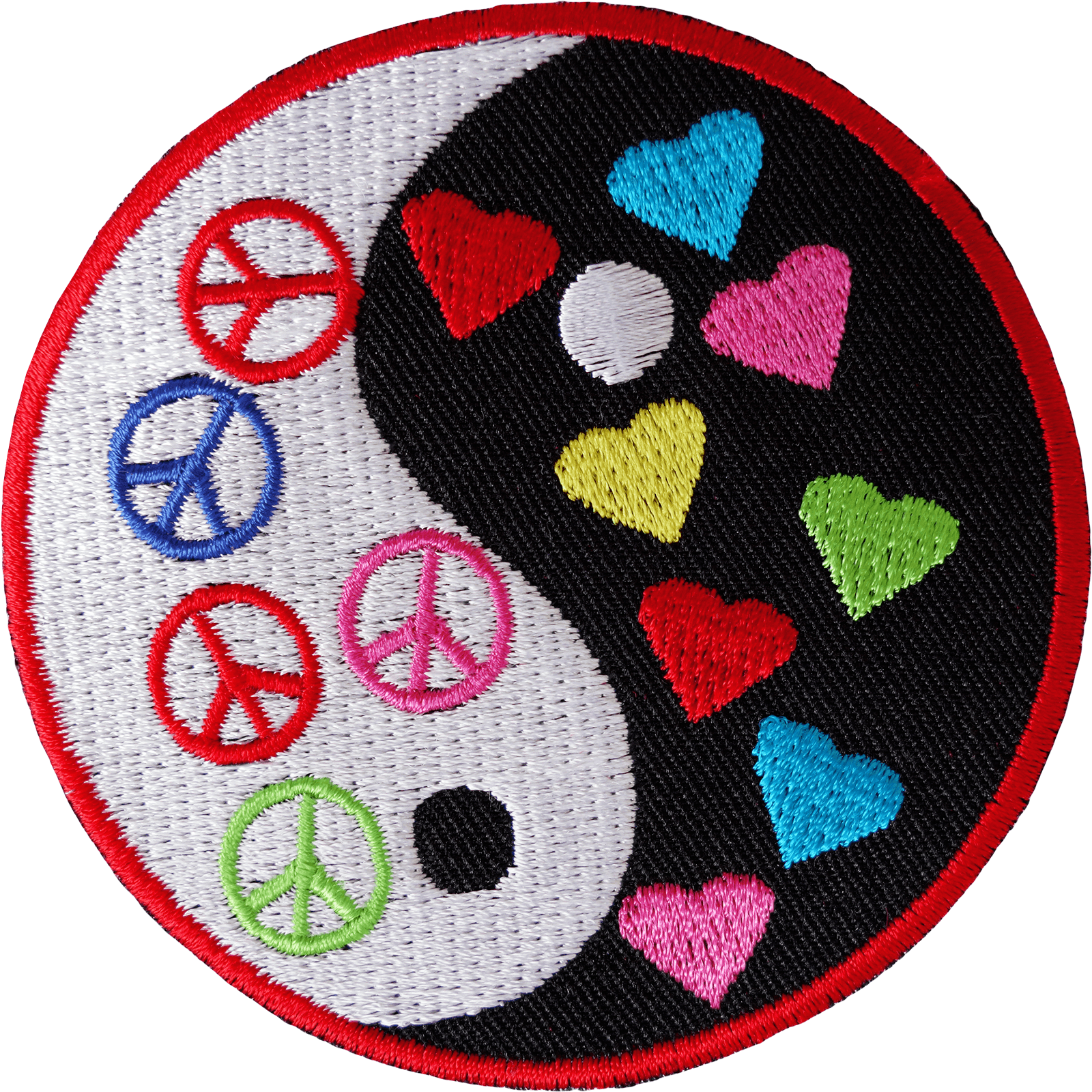 Yin and Yang Peace Sign Symbol Love Heart Patch Iron On Sew On Embroid
